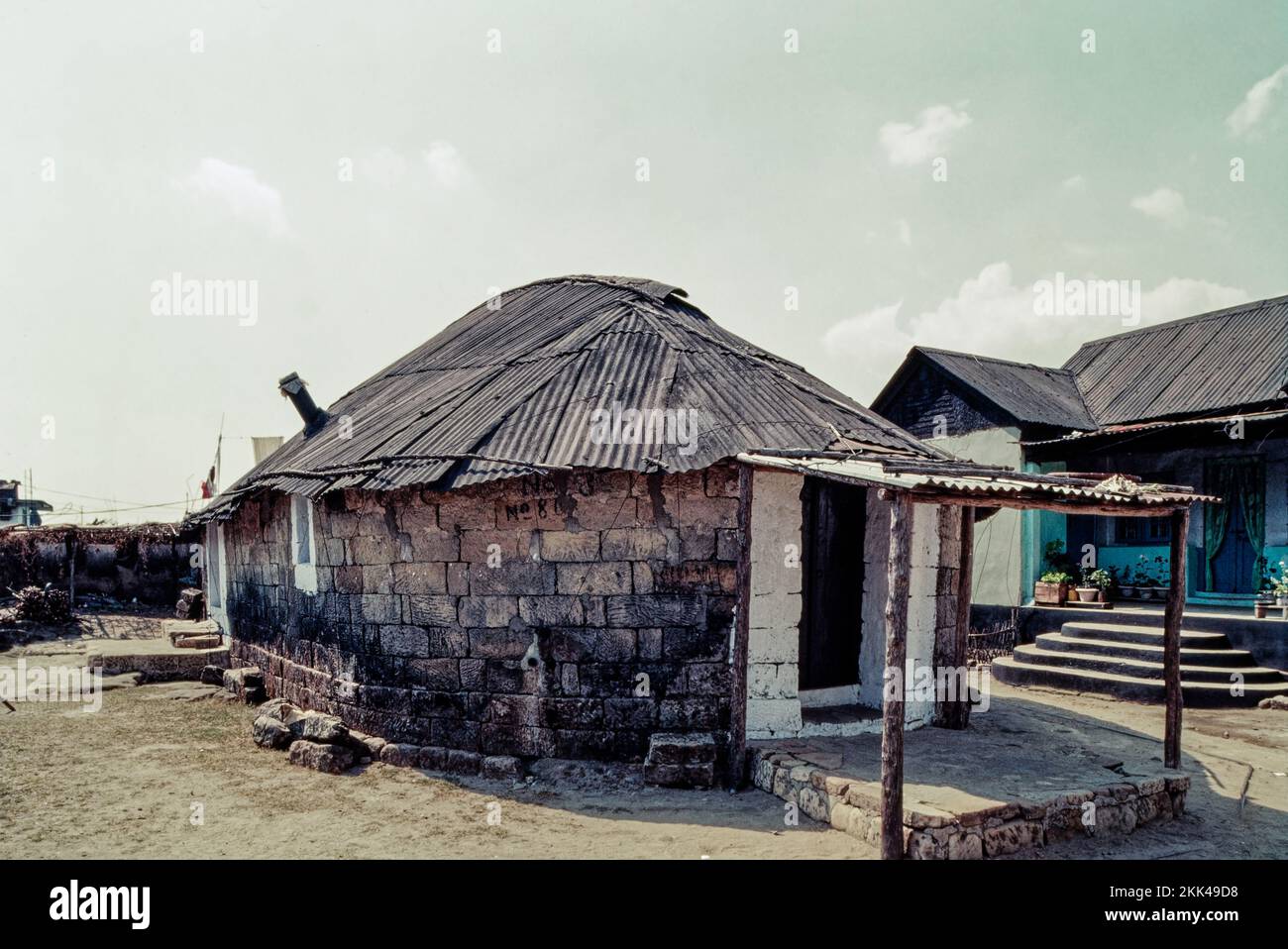 03 04 2019 Typically Built Old Stone House, in Poor Condition, Metal ...