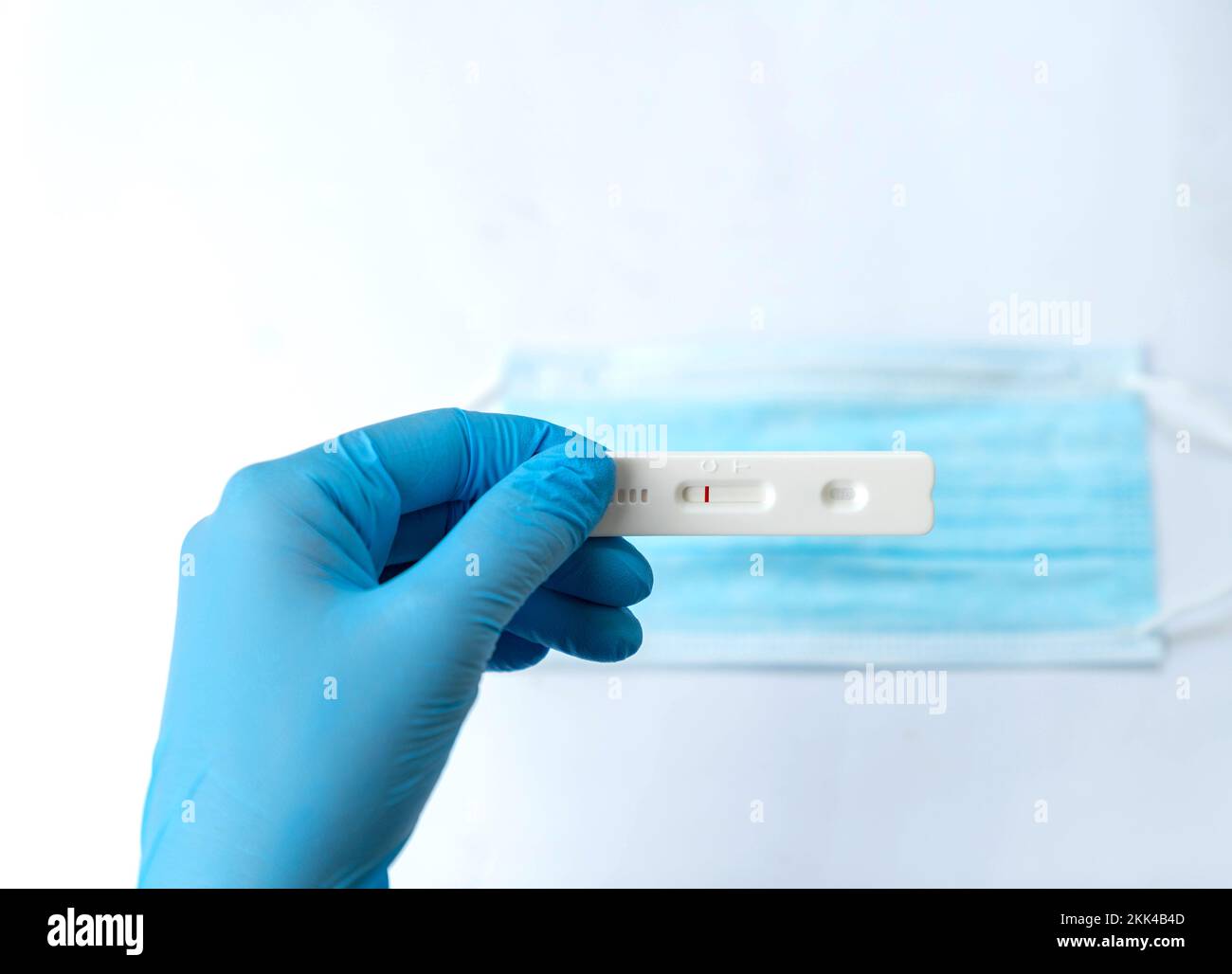 Negative cassette test in doctor hand on blur mask and isolate white ...