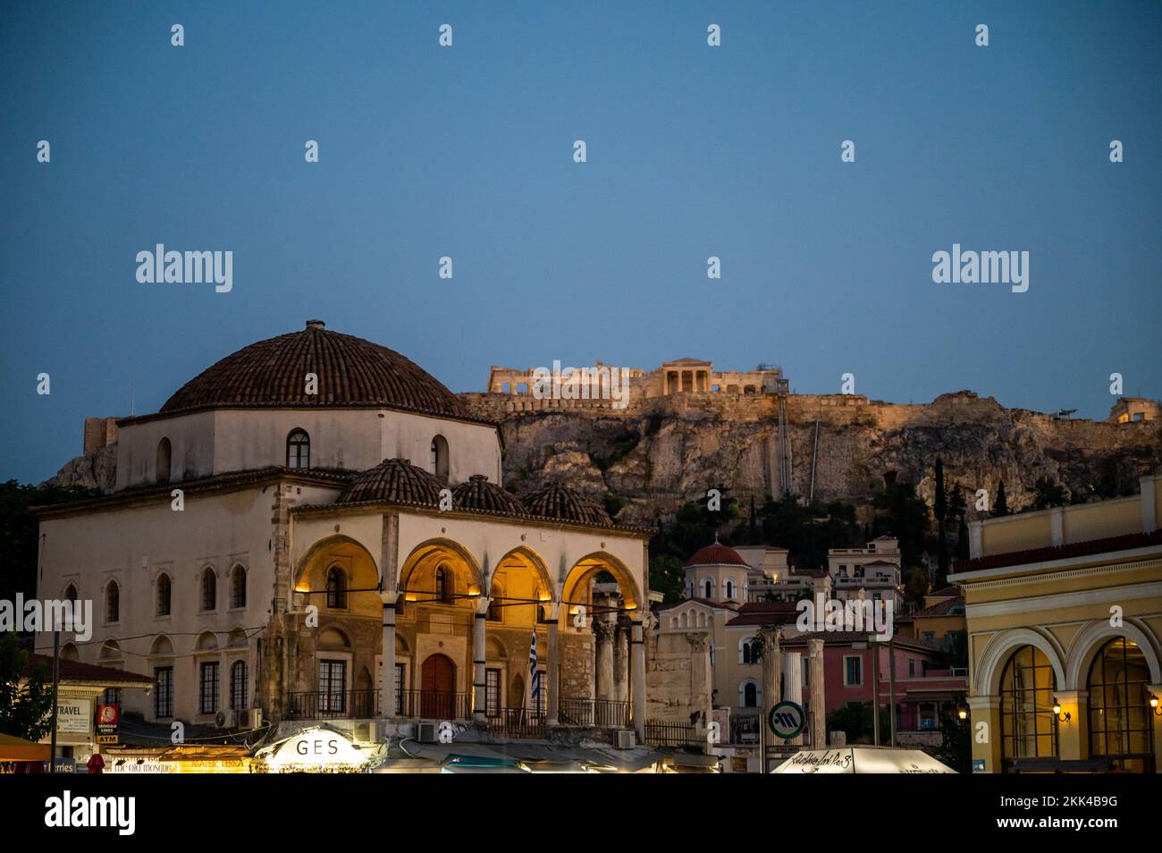The Tzistarakis Mosque in Monastiraki Square in Athens, Greece Stock ...