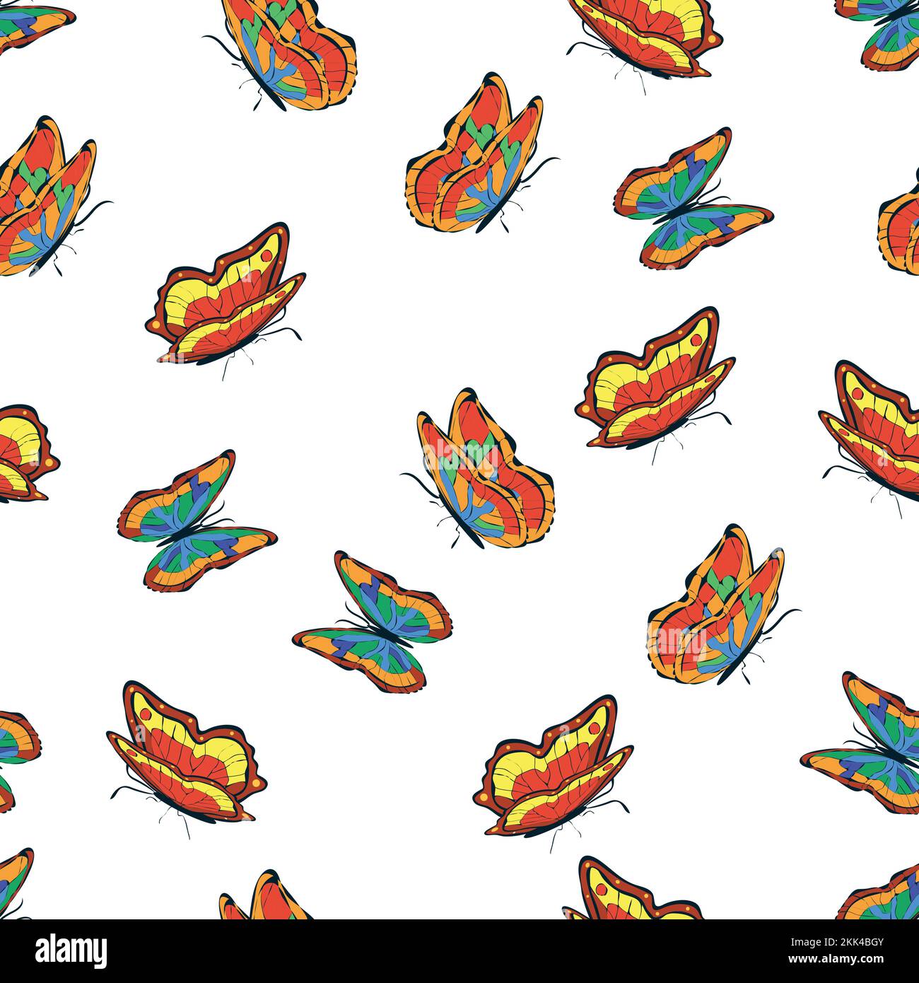 Bright multicolored butterflies seamless pattern. Wallpaper, background ...