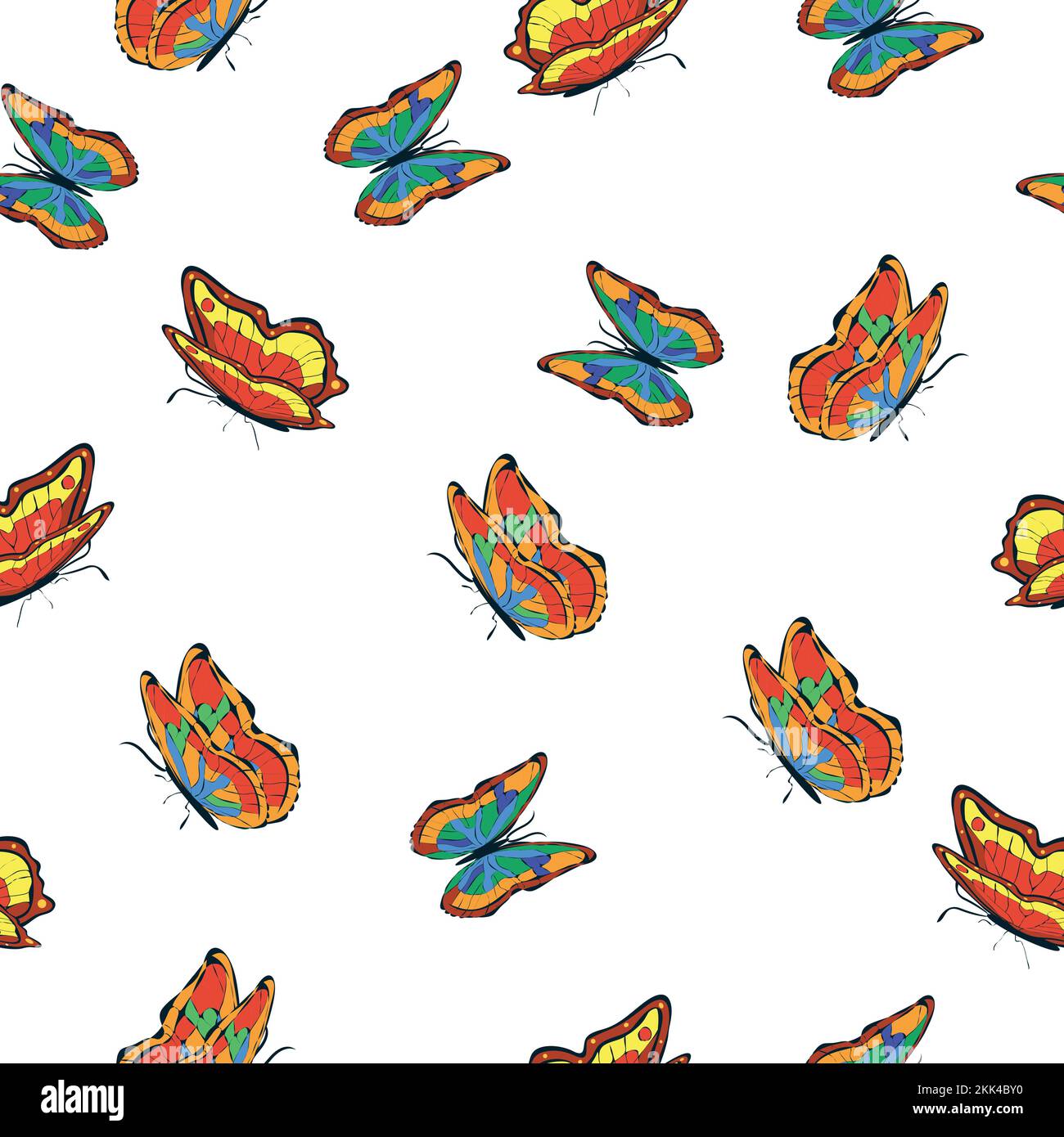Bright multicolored butterflies seamless pattern. Wallpaper, background ...