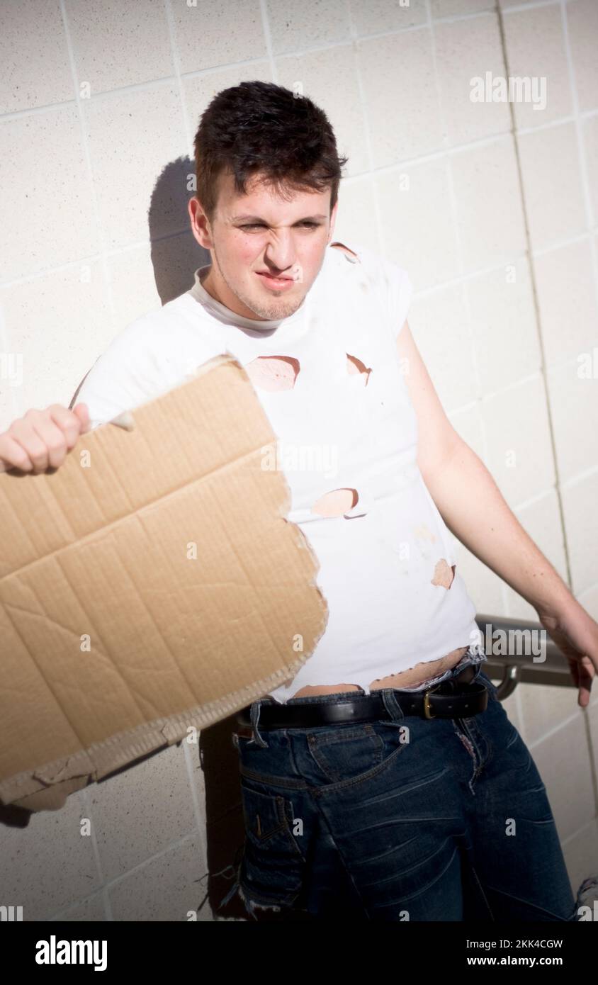 Man cardboard sign need money hi-res stock photography and images - Alamy