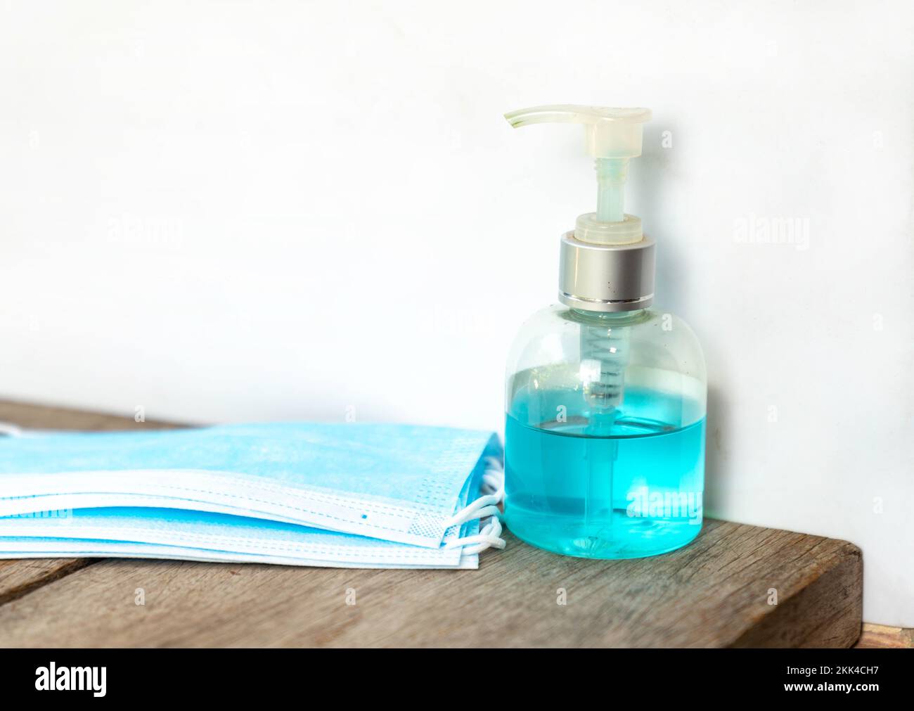 Sanitary mask and hand wash gel.To prevent the spread of Covid 19 on ...