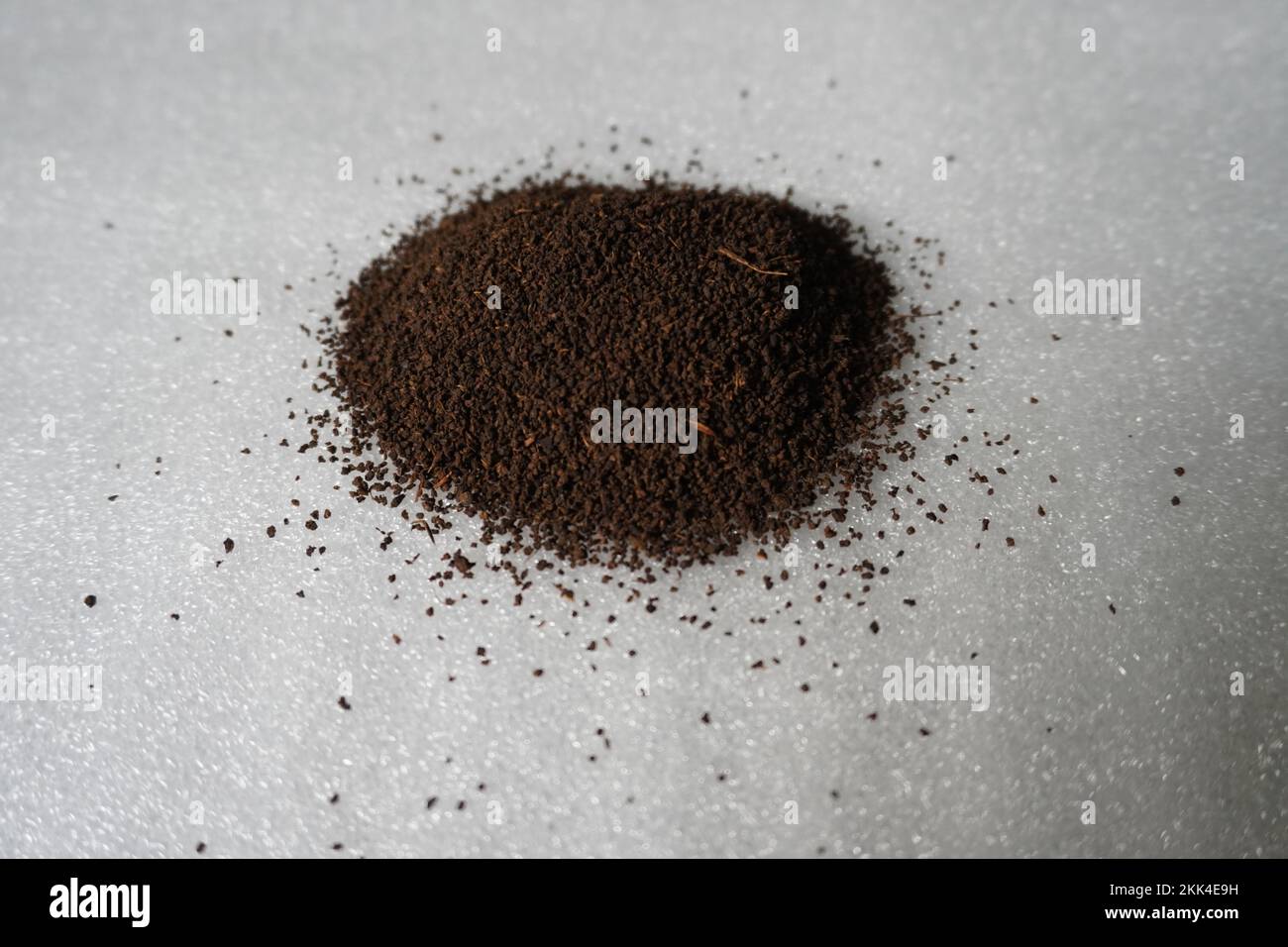 Dry brown color Tea leaf after blended and dried on isolated background ...