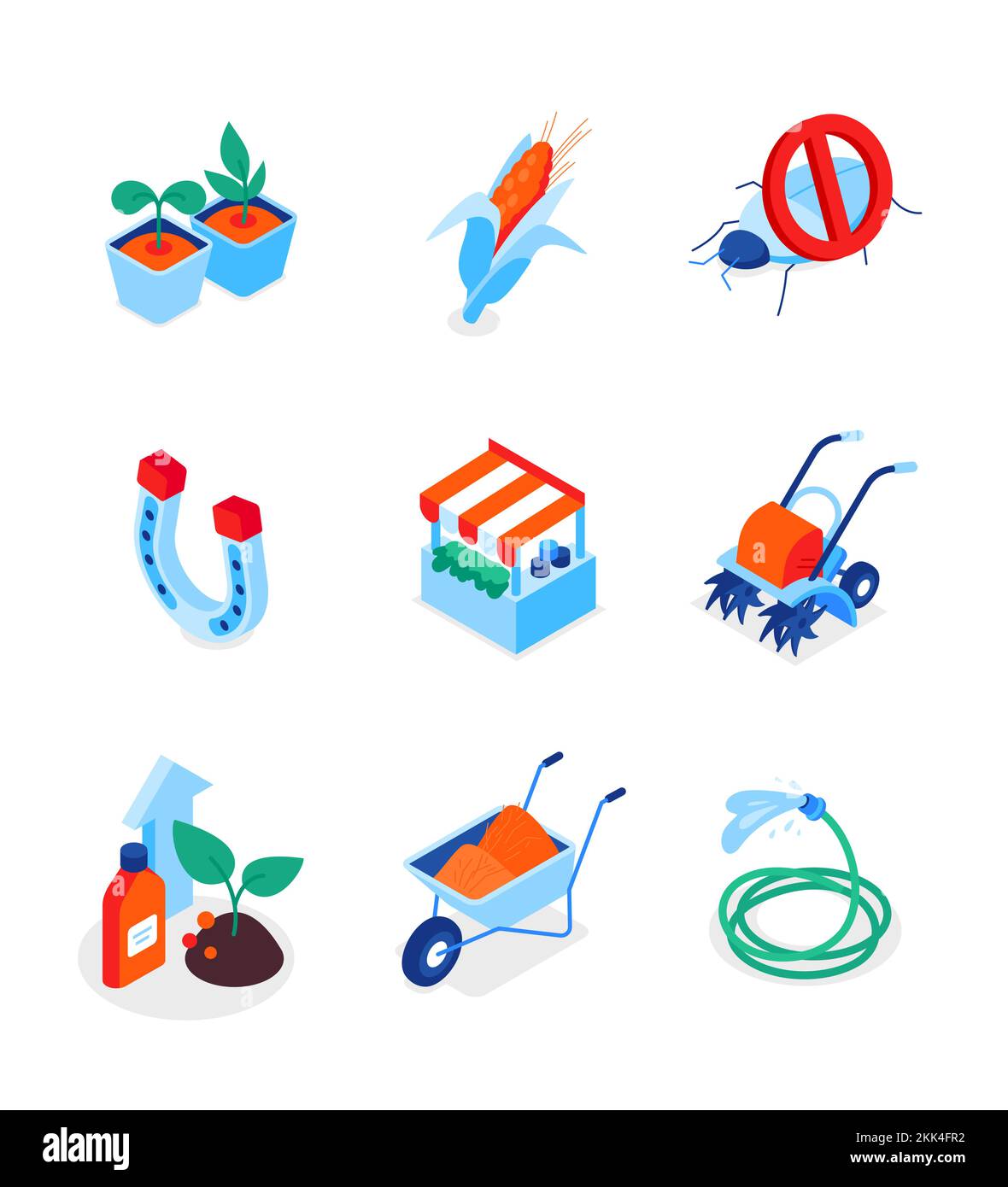 Gardening and cultivation - modern colorful isometric icons set Stock ...