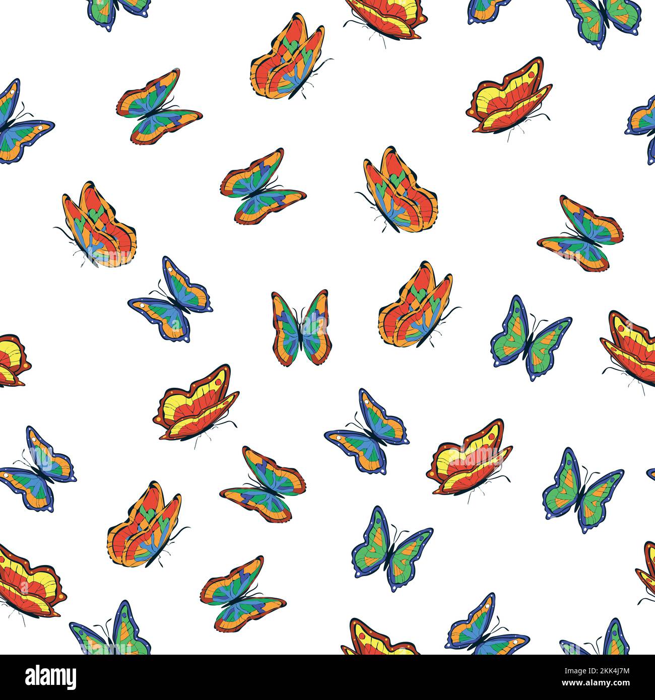 Bright multicolored butterflies seamless pattern. Wallpaper, background ...