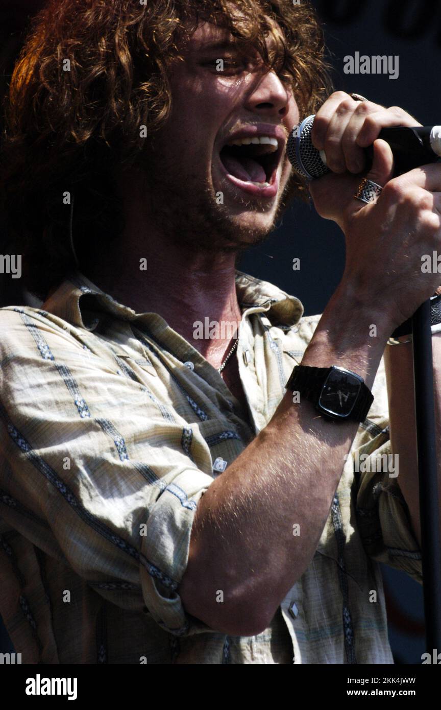 Singer Nick Atkinson from ROOSTER at Red Dragon Party In The Park in ...