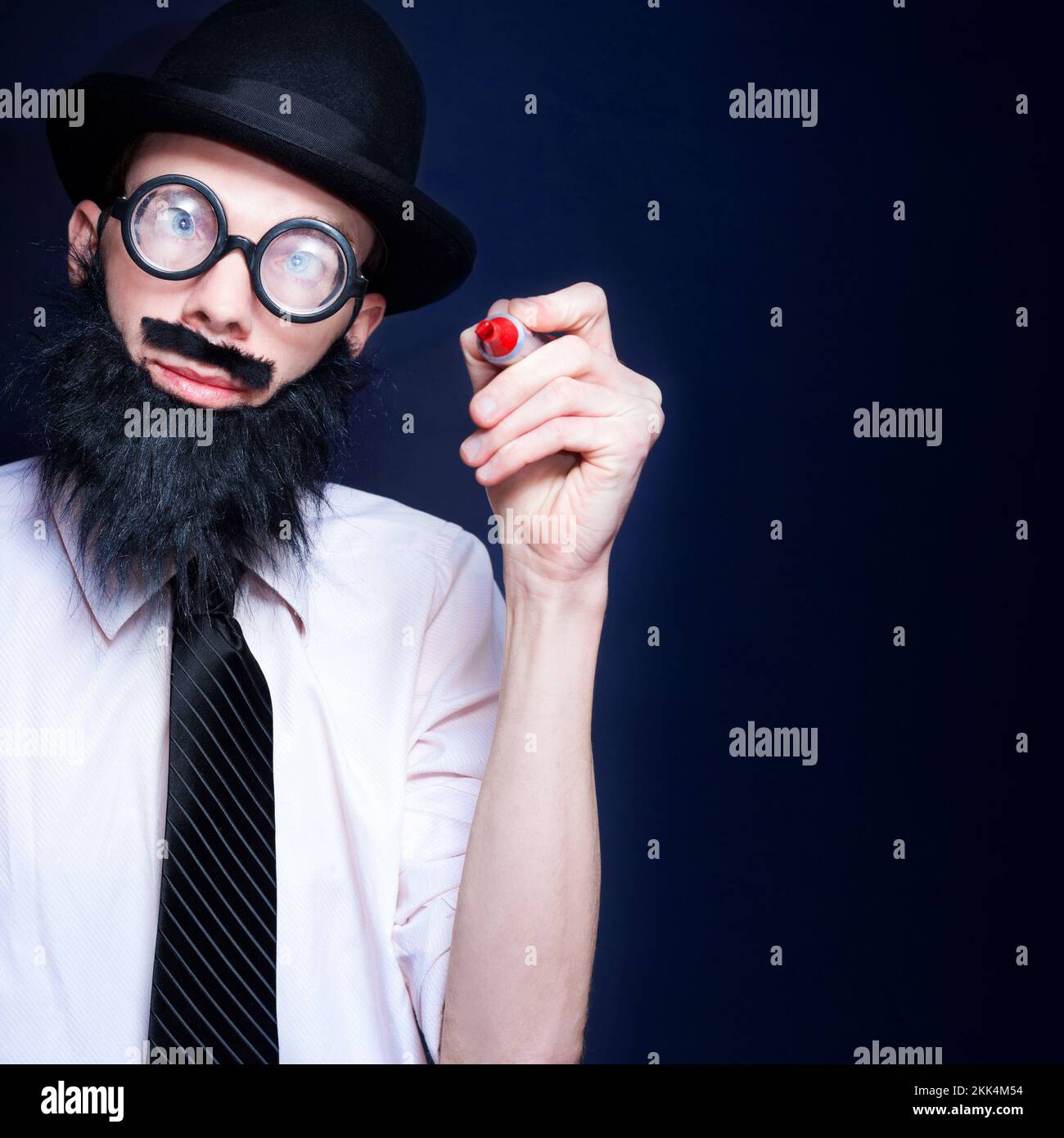 Intelligent Business Person Writing On Blank Copyspace With A Red Pen ...