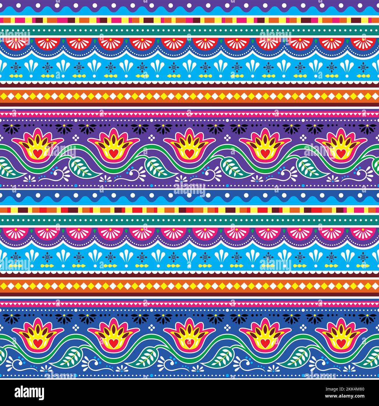Pakistani truck art vector seamless textile or wallpaper pattern ...