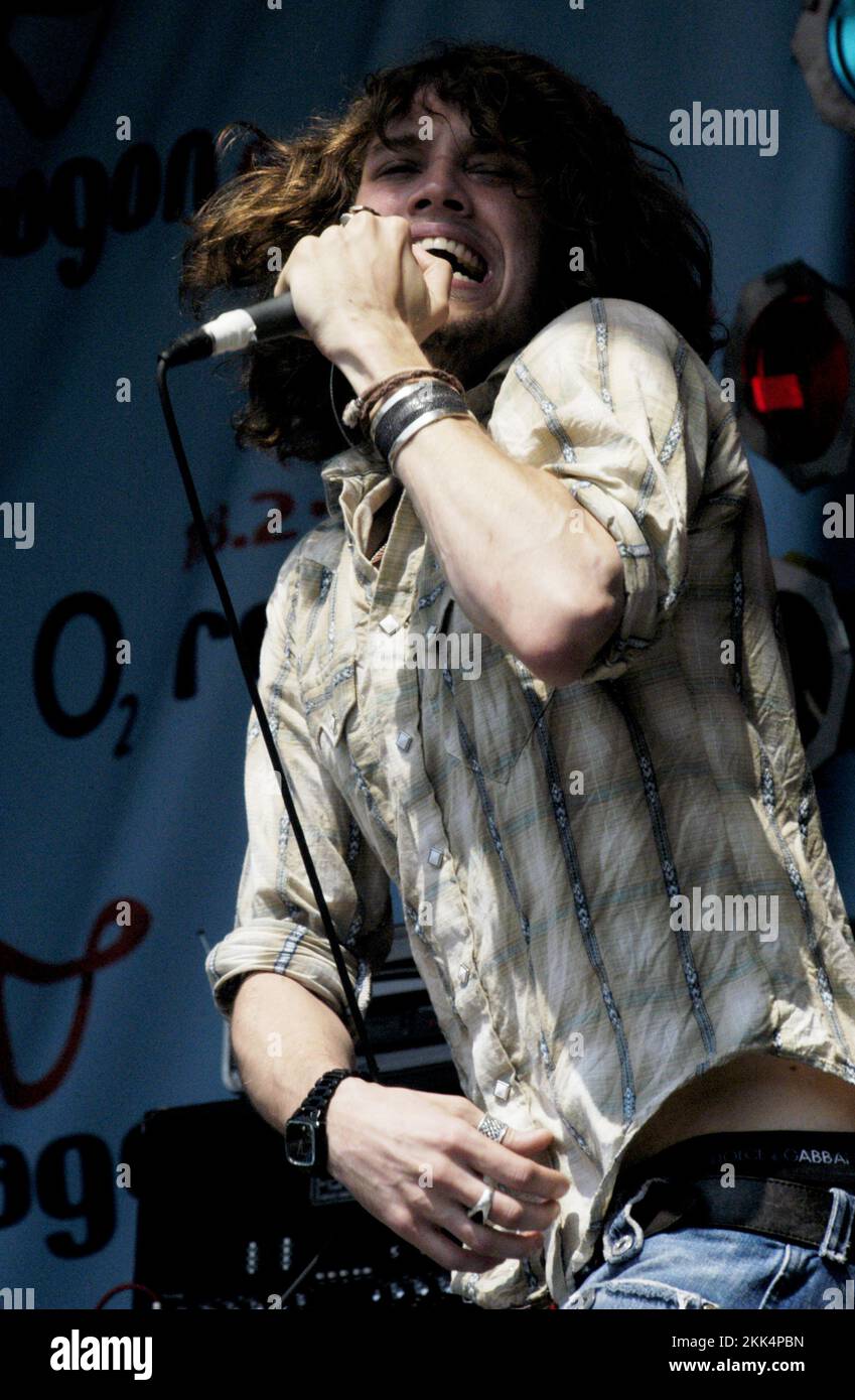 Singer Nick Atkinson from ROOSTER at Red Dragon Party In The Park in ...