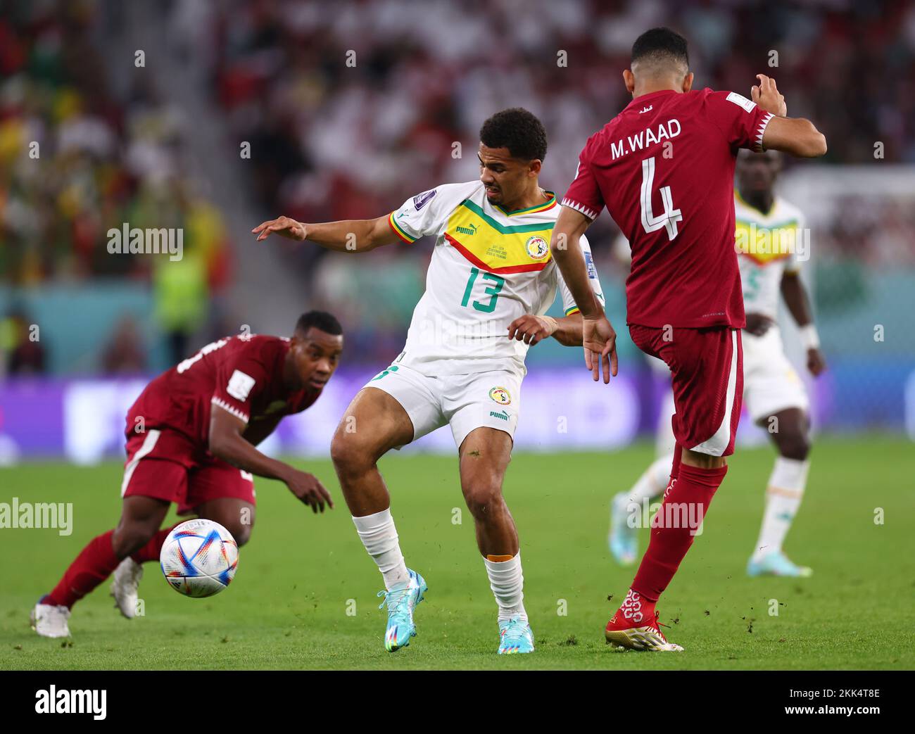 Doha, Qatar, 25th November 2022. Iliman N'Diaye of Senegal skips past ...