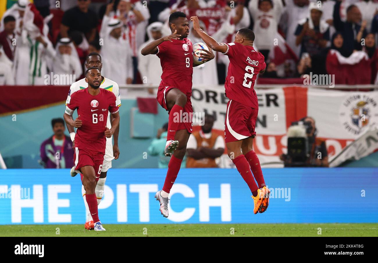 Doha, Qatar, 25th November 2022. Mohammed Muntari of Qatar (l ...