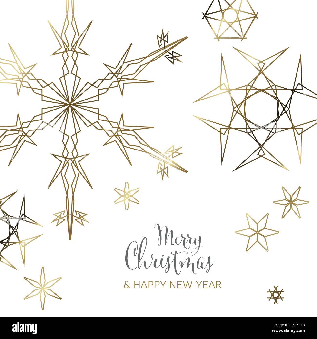 Minimalist Christmas flyer card temlate with golden lines geometry ...