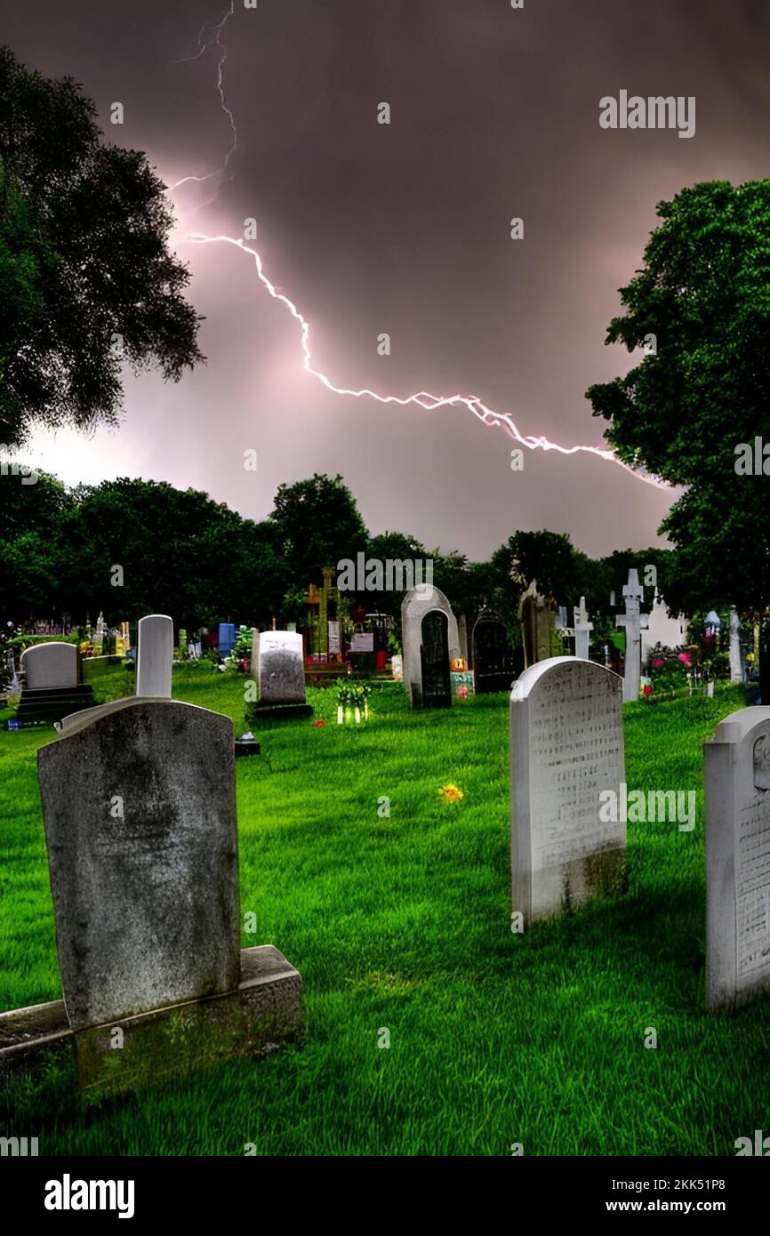 Graveyard lightning strike hi-res stock photography and images - Alamy