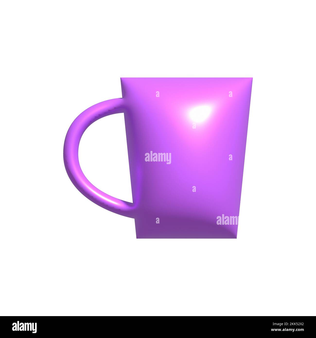 3D Coffee cup icon Illustration. 3D purple mug isolated on white ...