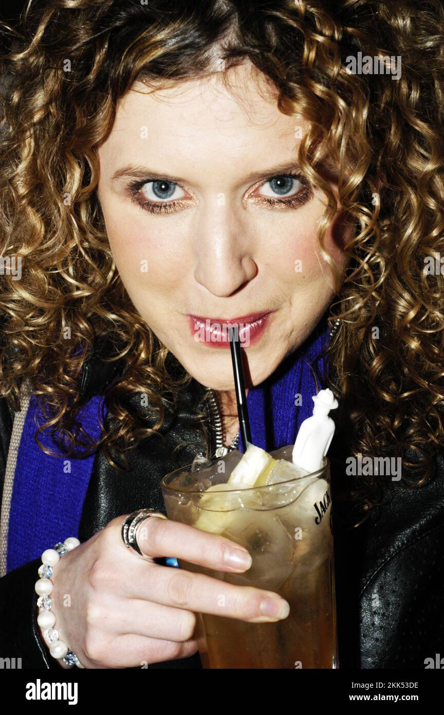 CAT, SAL, COCKTAIL, 2004: Cat from the Welsh band SAL drinking a ...