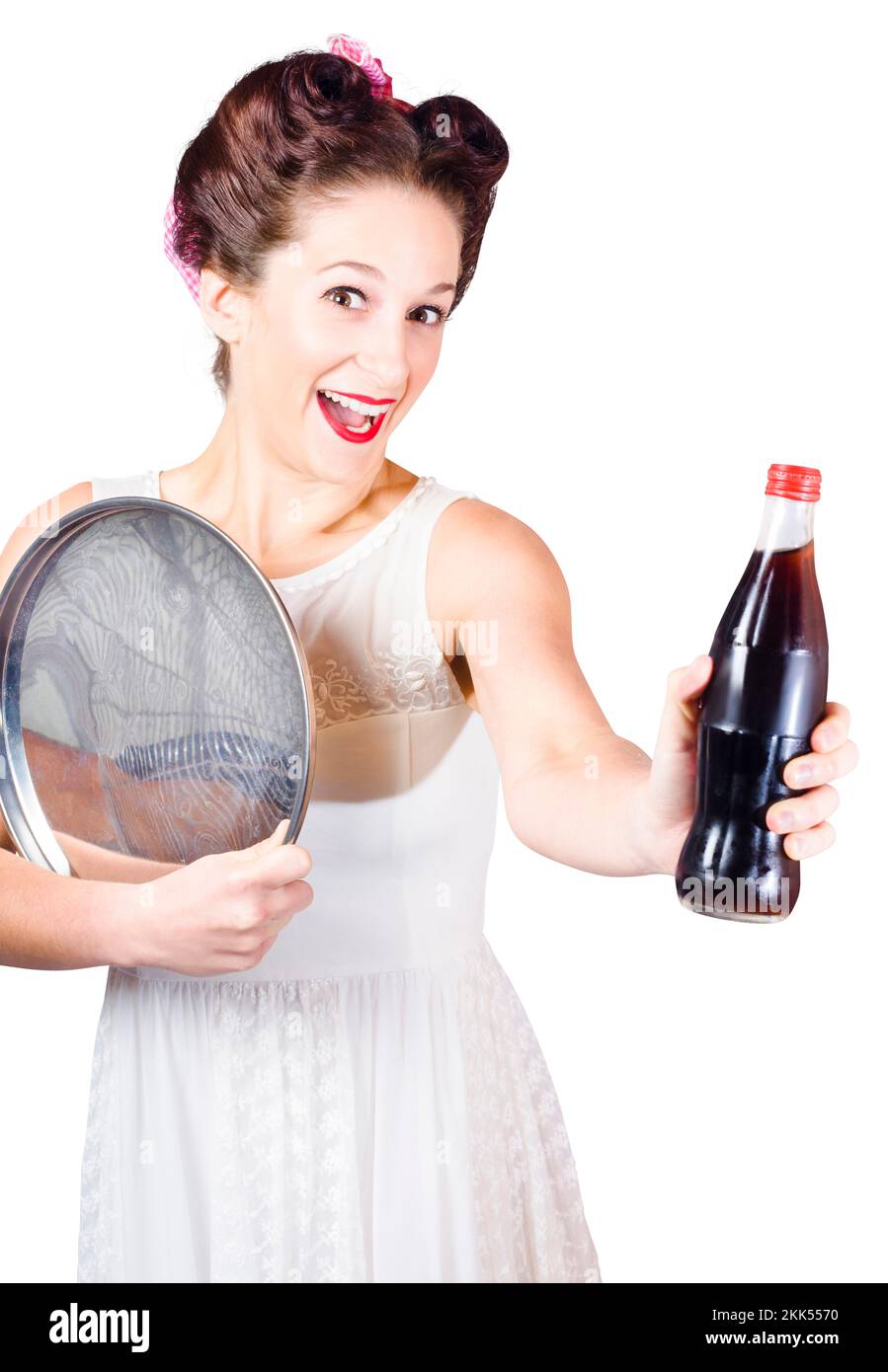 Woman handing over drink hi-res stock photography and images - Alamy