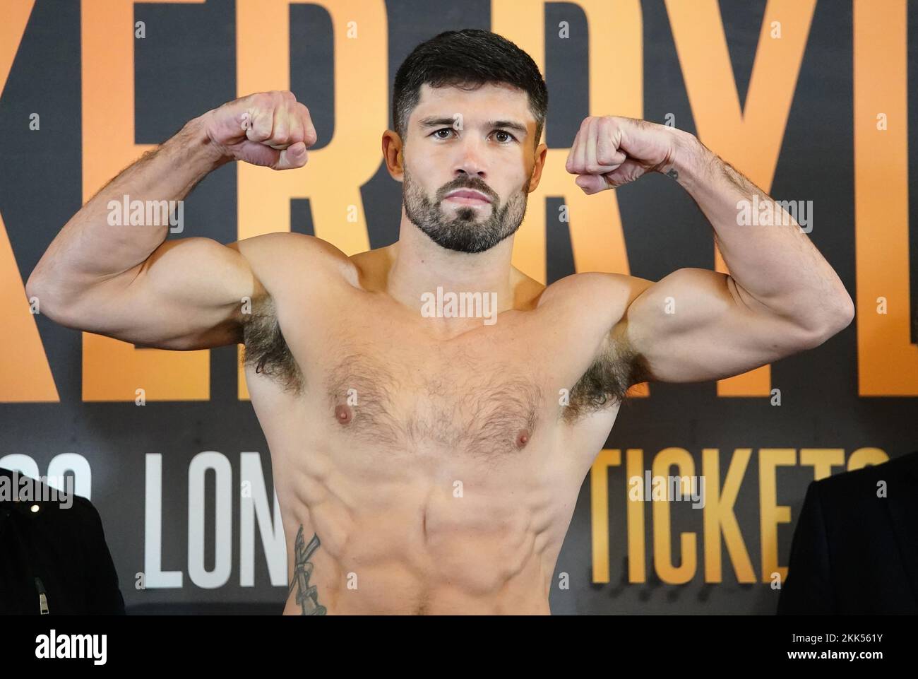 John Ryder during the weigh-in at the Hilton Canary Wharf, London ...
