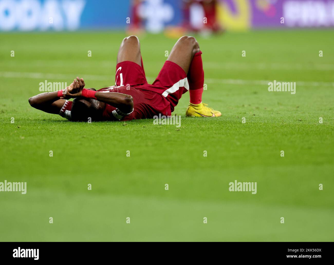 Doha, Qatar. 25th Nov, 2022. Ismail Mohamad of Qatar reacts after the ...
