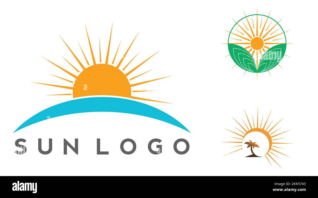 sun logo design on the horizon. summer sign or symbol. Sun icon vector ...