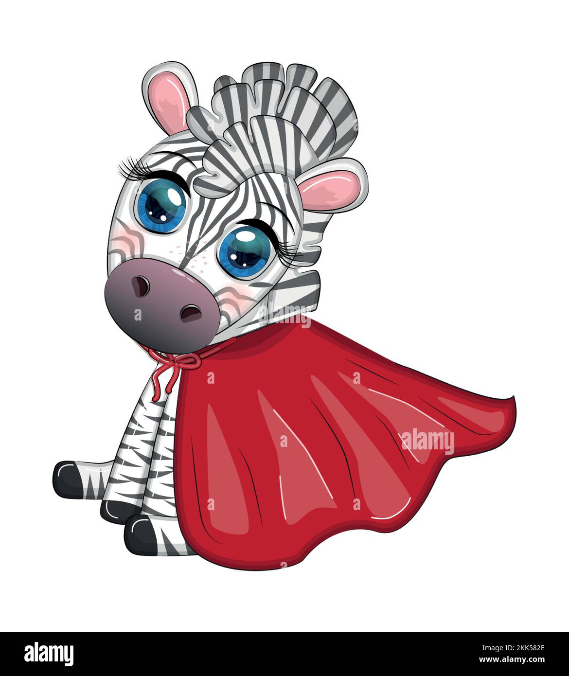 Striped zebra in a red coat. super hero child character Stock Vector ...