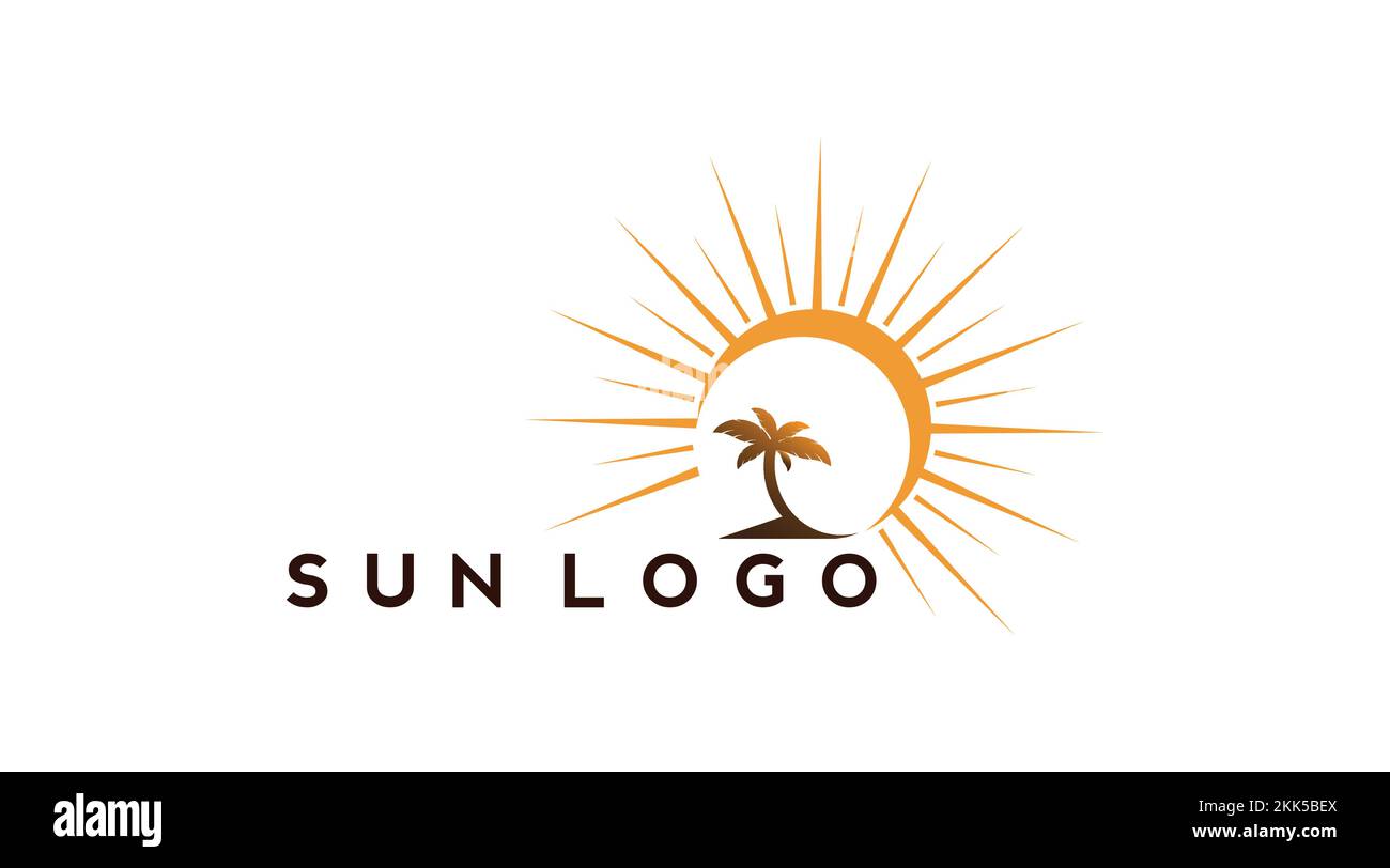 sun logo design on the horizon. summer sign or symbol. Sun icon vector ...