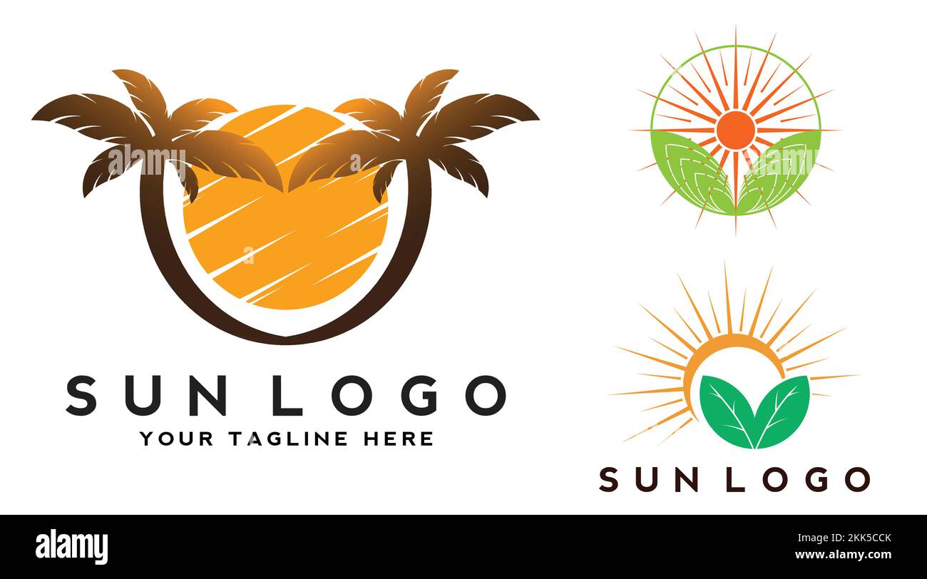 sun logo design on the horizon. summer sign or symbol. Sun icon vector ...