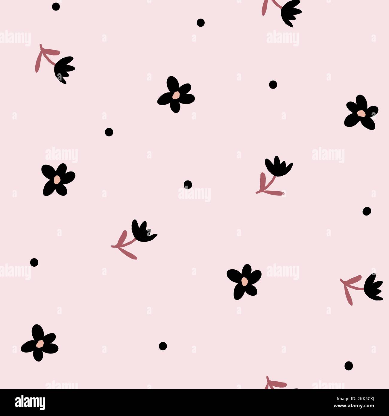 Spring flowers pattern on pink background. Vector illustration Stock ...