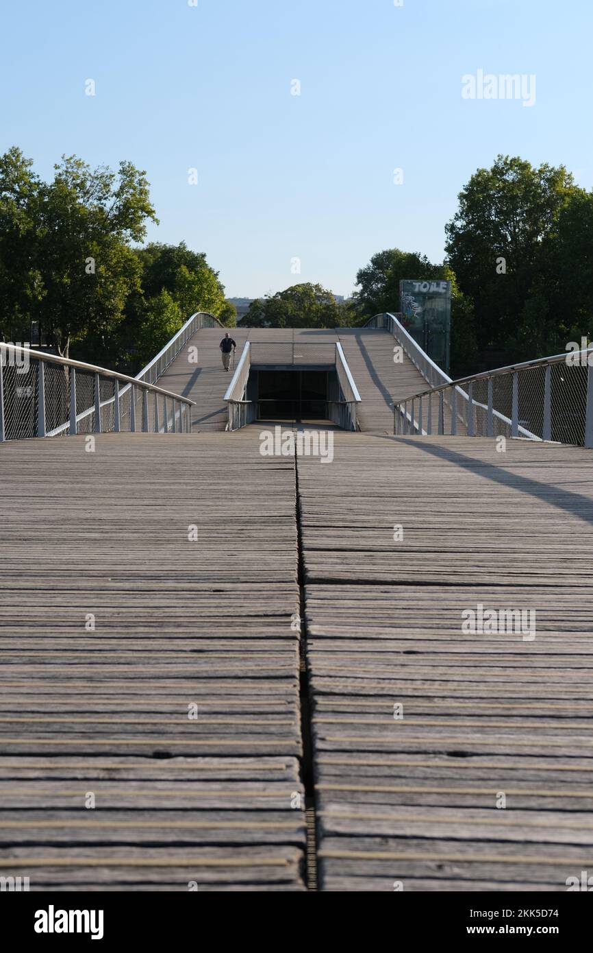 A vertical shot of the Simone de Beauvoir Bridge in Paris, France Stock ...