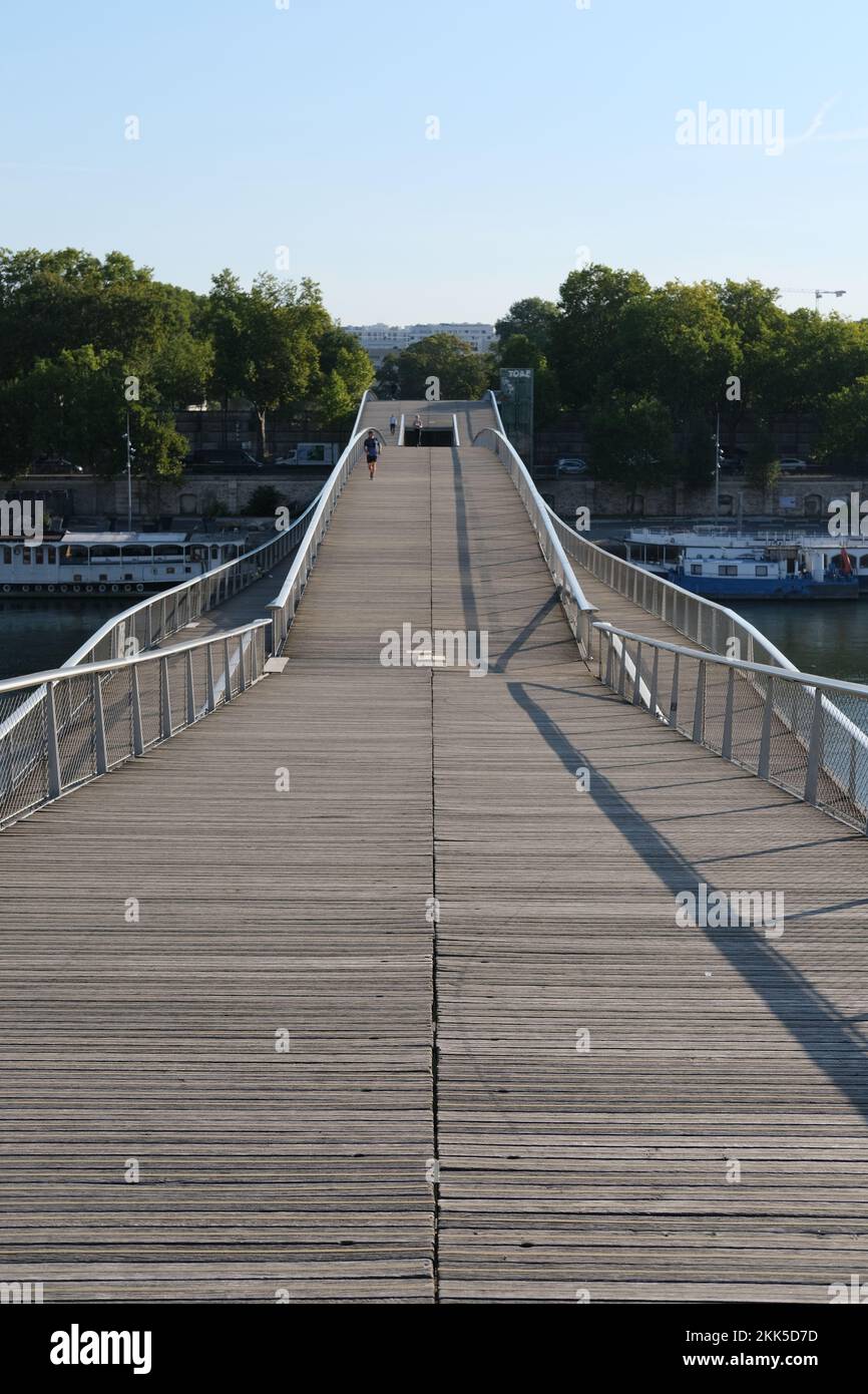 A vertical shot of the Simone de Beauvoir Bridge in Paris, France Stock ...