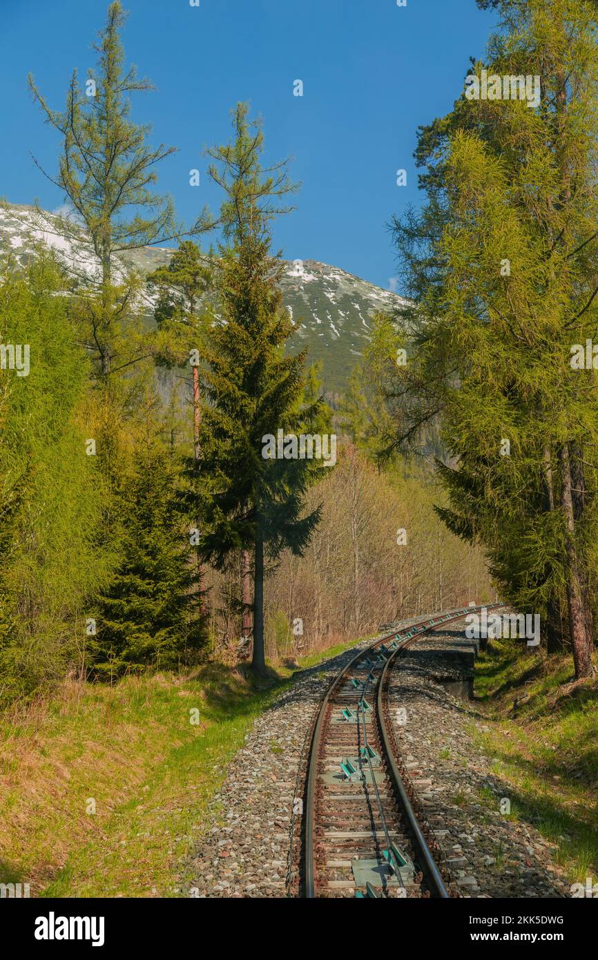 Mountain Cable Train, Ground Funicular, Rail To Hrebienok At High ...