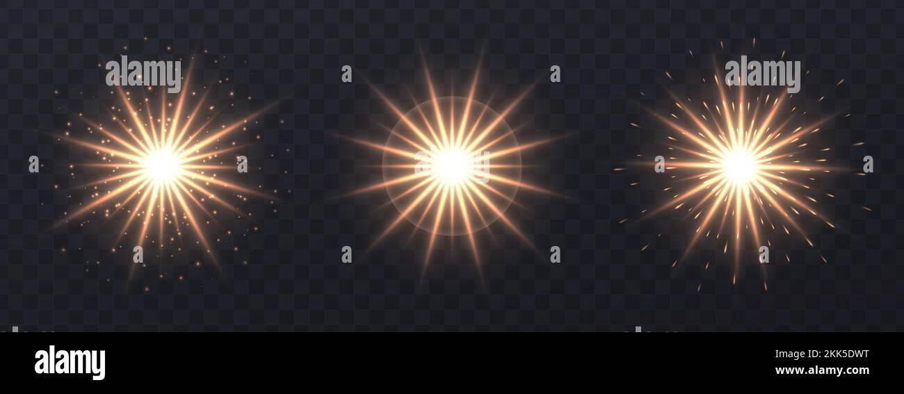 Light flares set isolated on transparent background. Lens flares, bokeh, sparkles, meteors ...