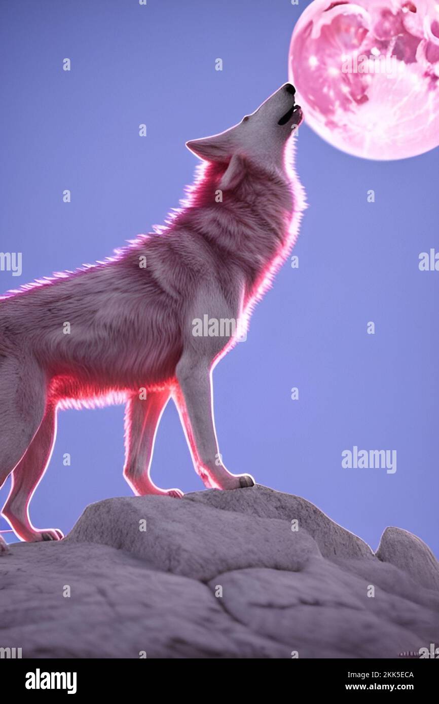 White wolf on rock hi-res stock photography and images - Alamy