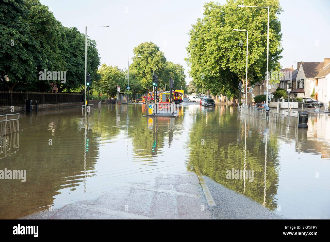 Part of Longbridge Road, East London, is seen flooded allegedly due to ...
