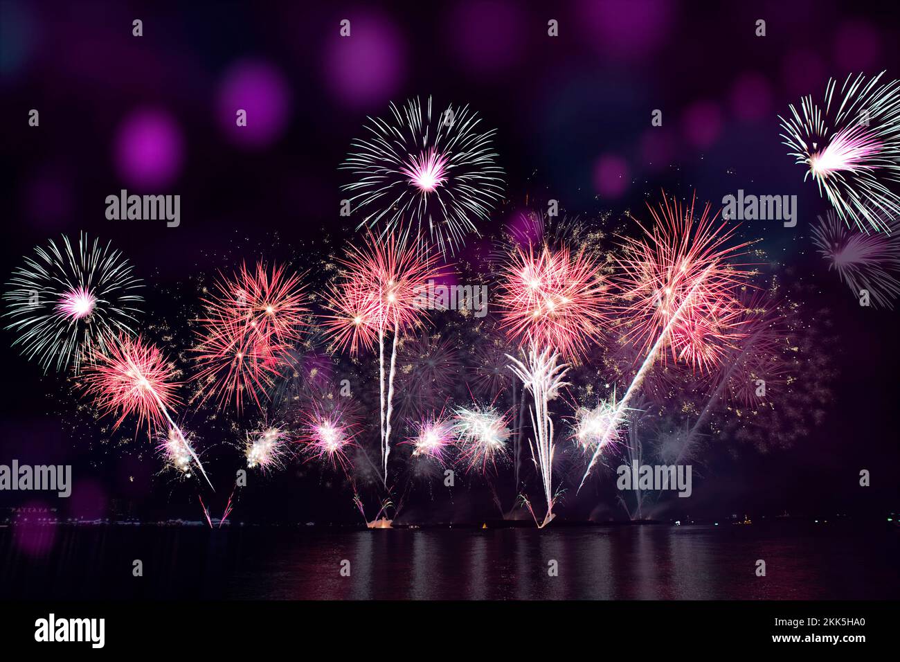 Fireworks with illumination display in many places where open to the ...