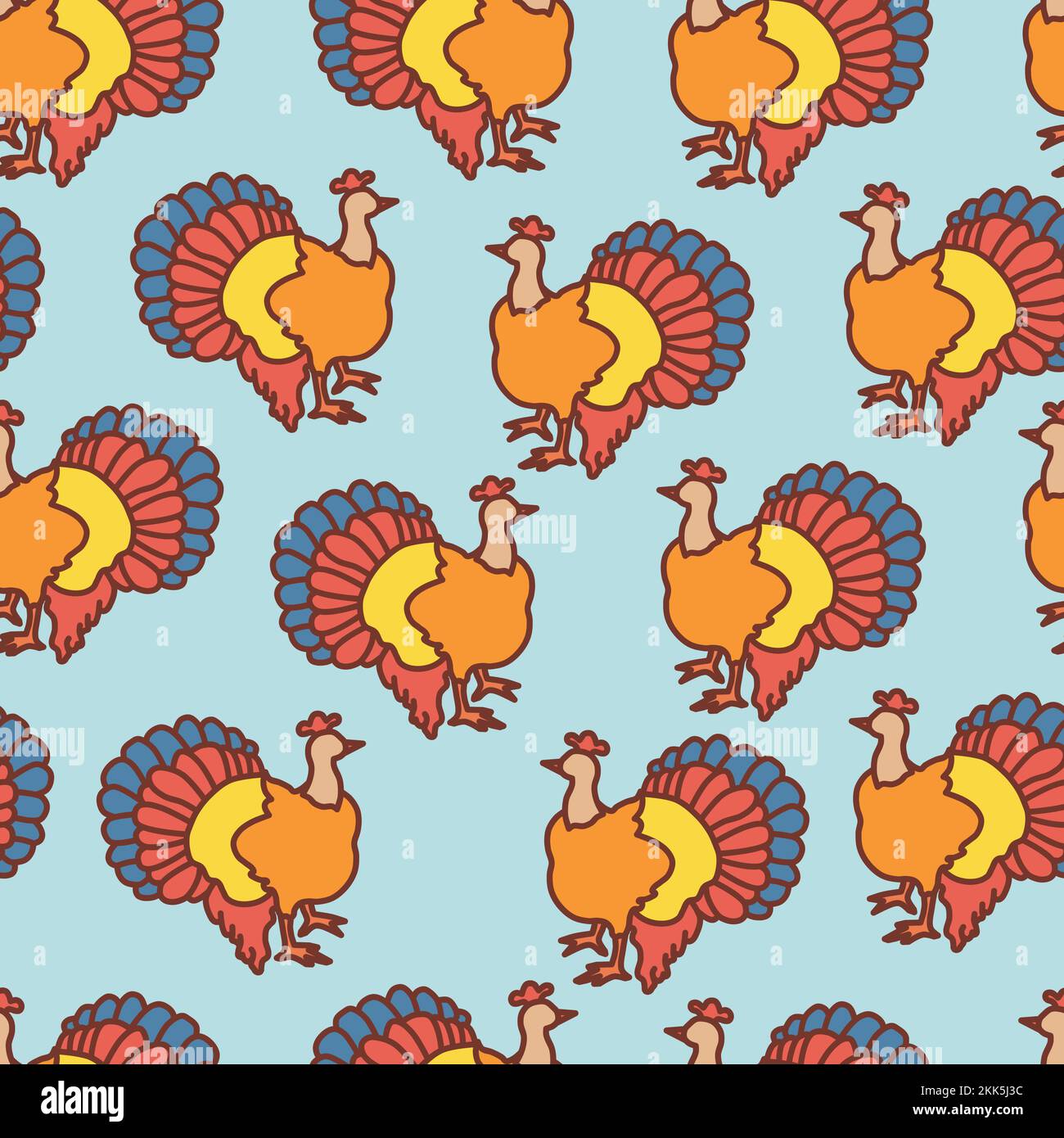 Cute Thanksgiving Turkey Doodles repeat pattern background design Stock ...