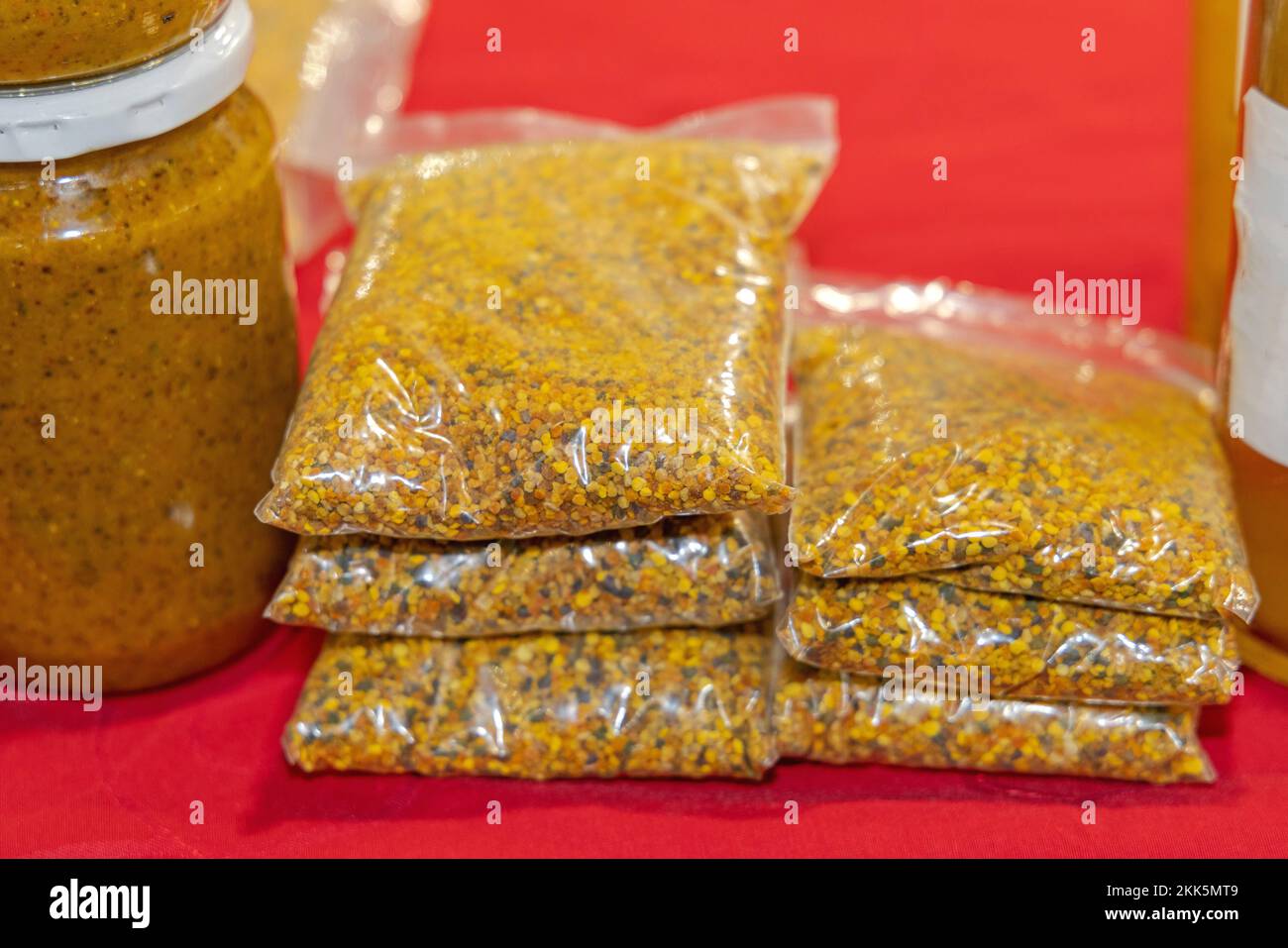 Granulated Pure Natural Bee Pollen in Bags Stock Photo - Alamy
