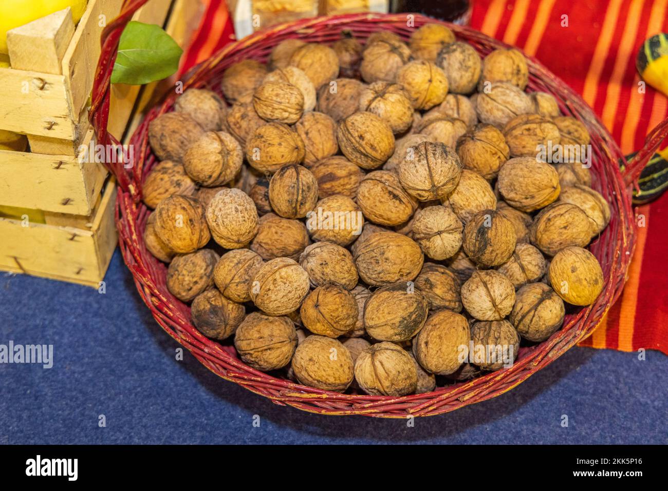Big Basket Full of Walnuts in Shells Stock Photo - Alamy