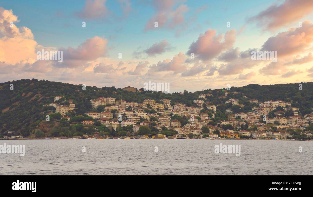View of the mountains of Kinaliada island from Marmara Sea, with ...