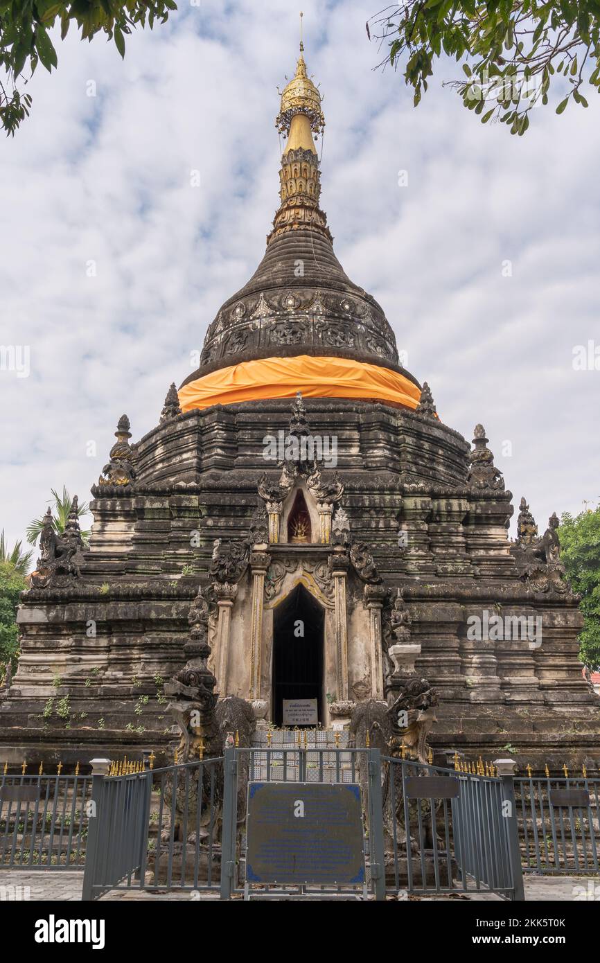 Landscape view of main stupa or chedi at ancient Wat Pa Pao Shan ...