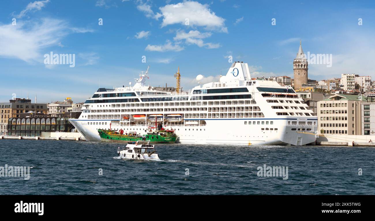 Nautica Majuro, Huge cruise ship docked at terminal of Galataport, a ...