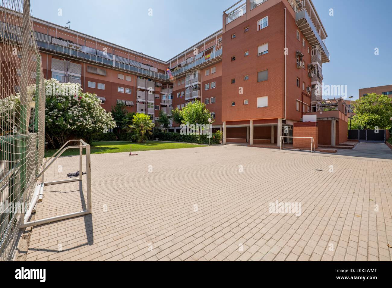 Interior common areas of an urbanization with gardens and sports and ...