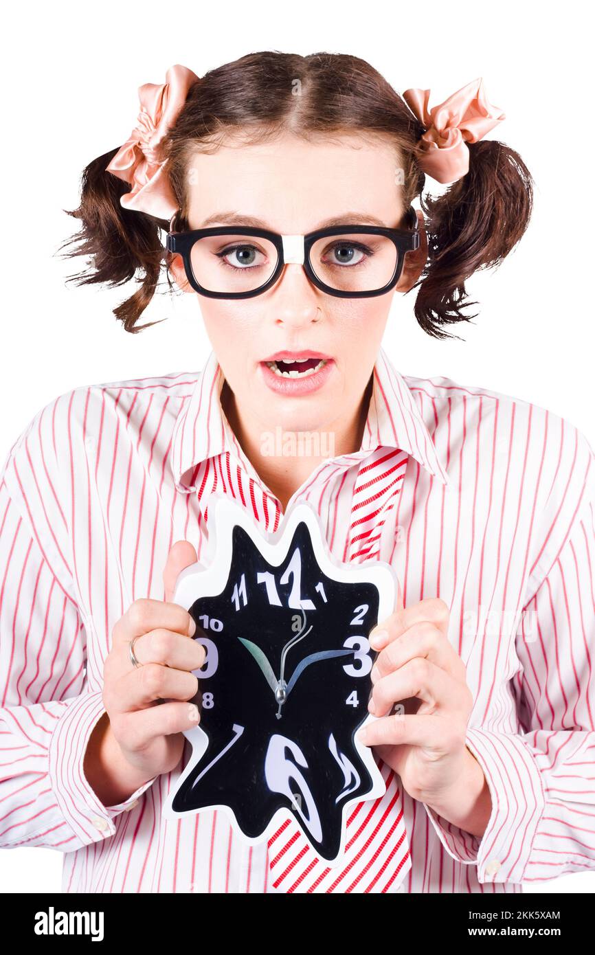 Stressed Business Person Holding A Melting Clock In A Depiction Of ...