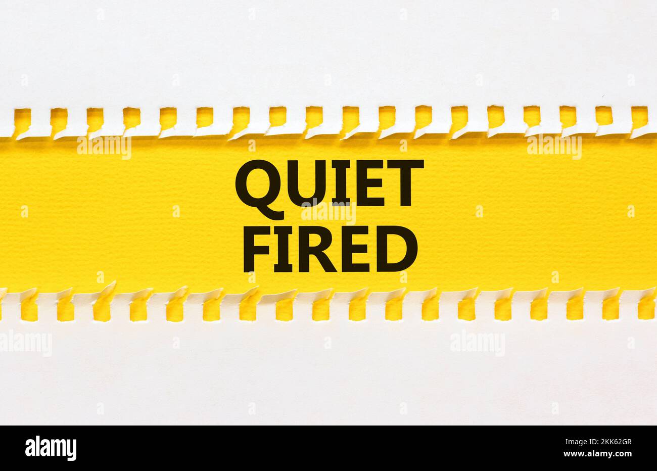 Quiet fired symbol. Concept words Quiet fired on yellow paper ...