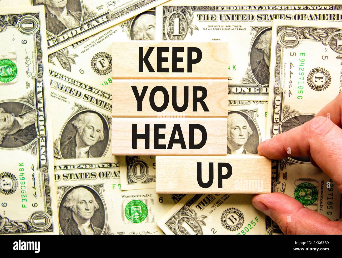 Keep your head up symbol. Concept words Keep your head up on wooden ...
