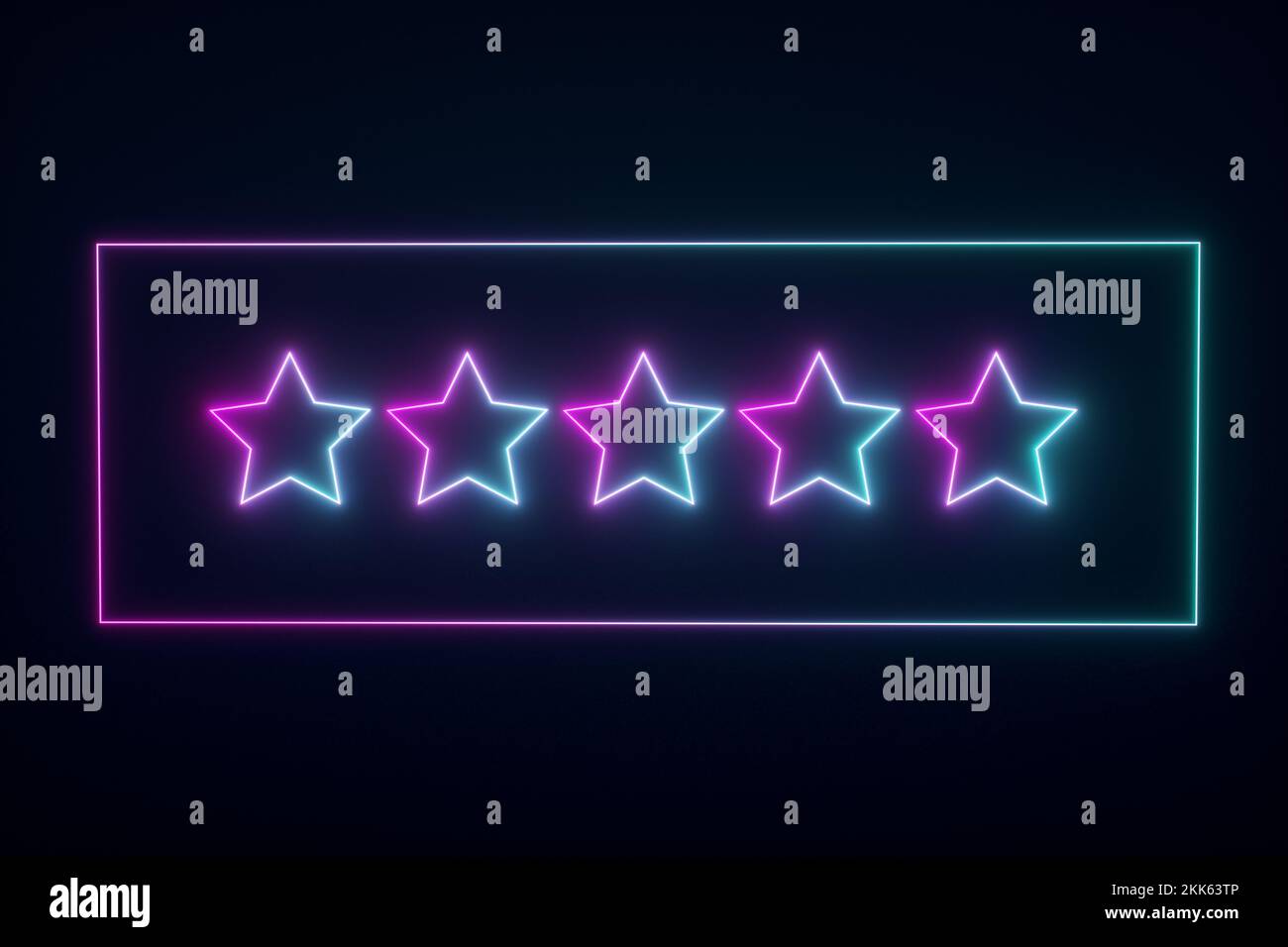 neon five stars, rating sign, 3d render Stock Photo - Alamy