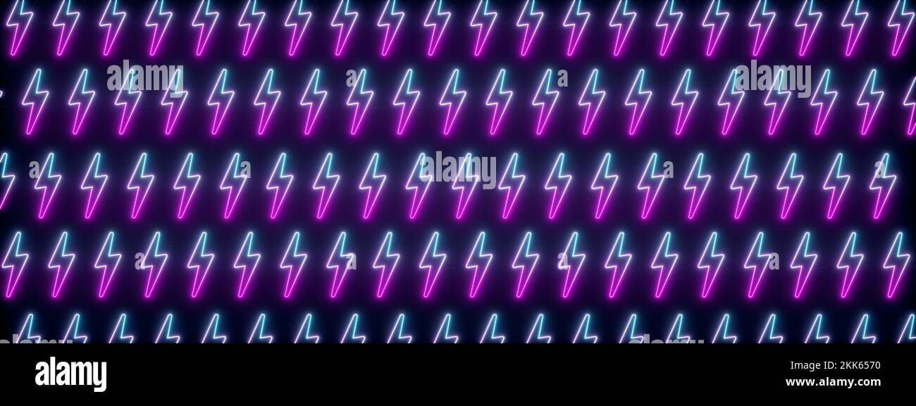 neon thunderbolt pattern, 3d render, panoramic image Stock Photo - Alamy