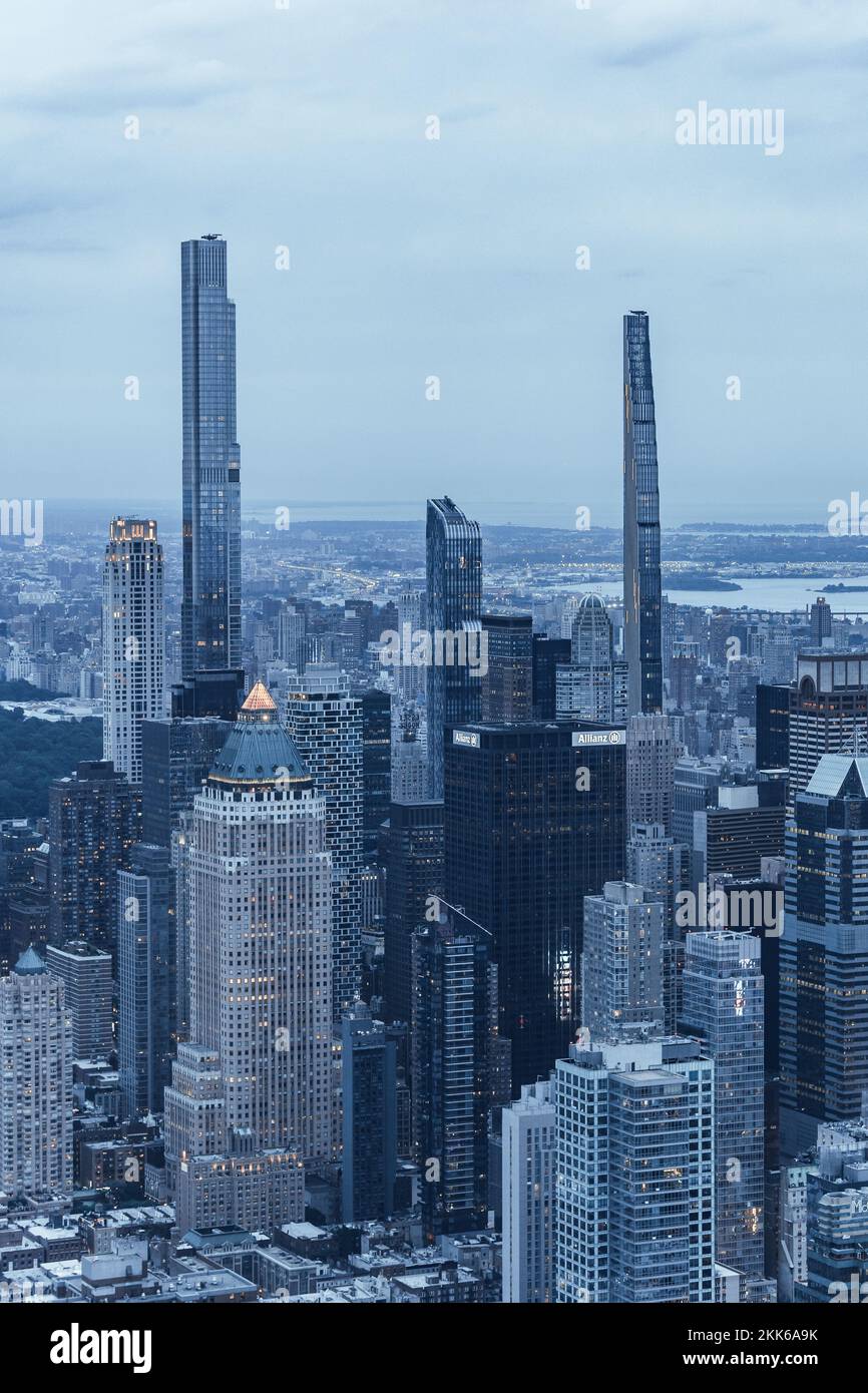 A vertical shot of skyscrapers of midtown Manhattan in New York Stock ...
