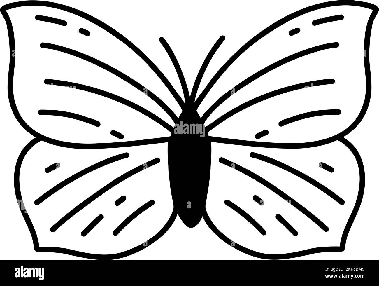 Hand drawn doodle butterfly. Vector sketch illustration, black outline ...