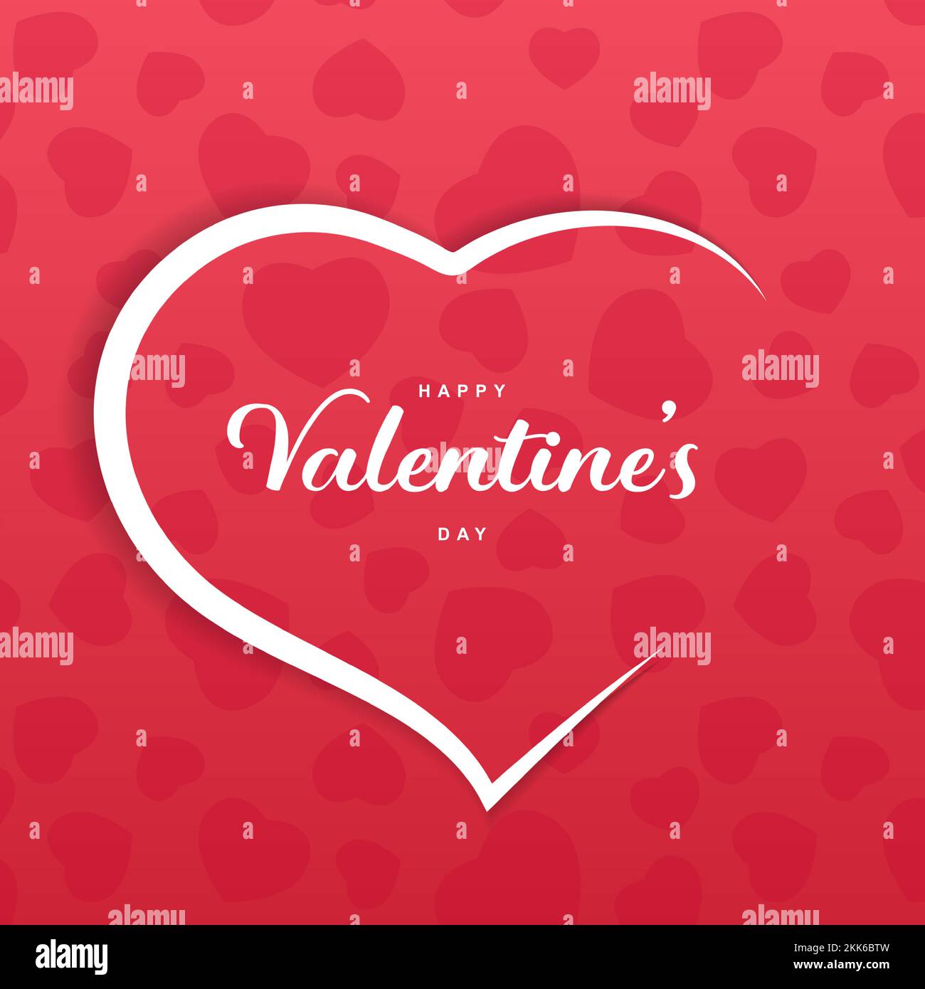 Red Illustrated Valentine's Day Greeting Card. Vector Illustration ...
